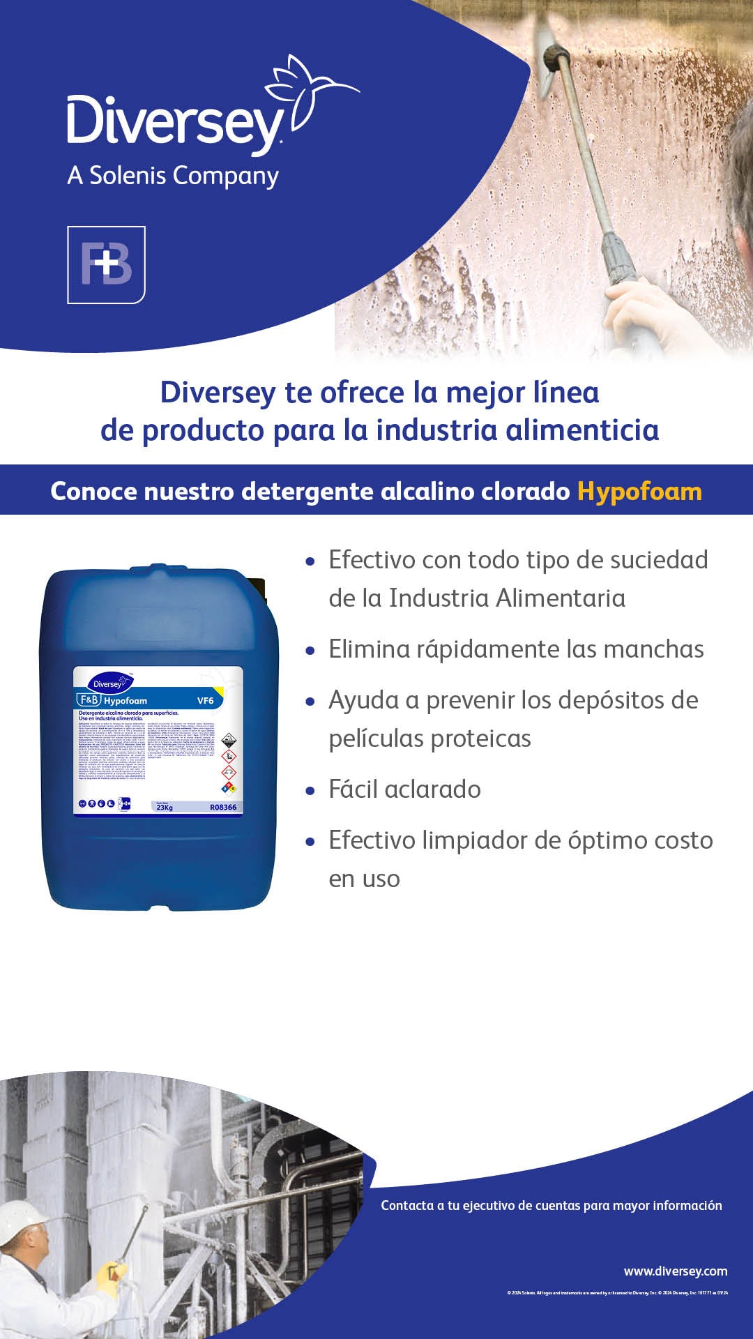 Detergente alcalino clorado por espuma "Hypofoam"