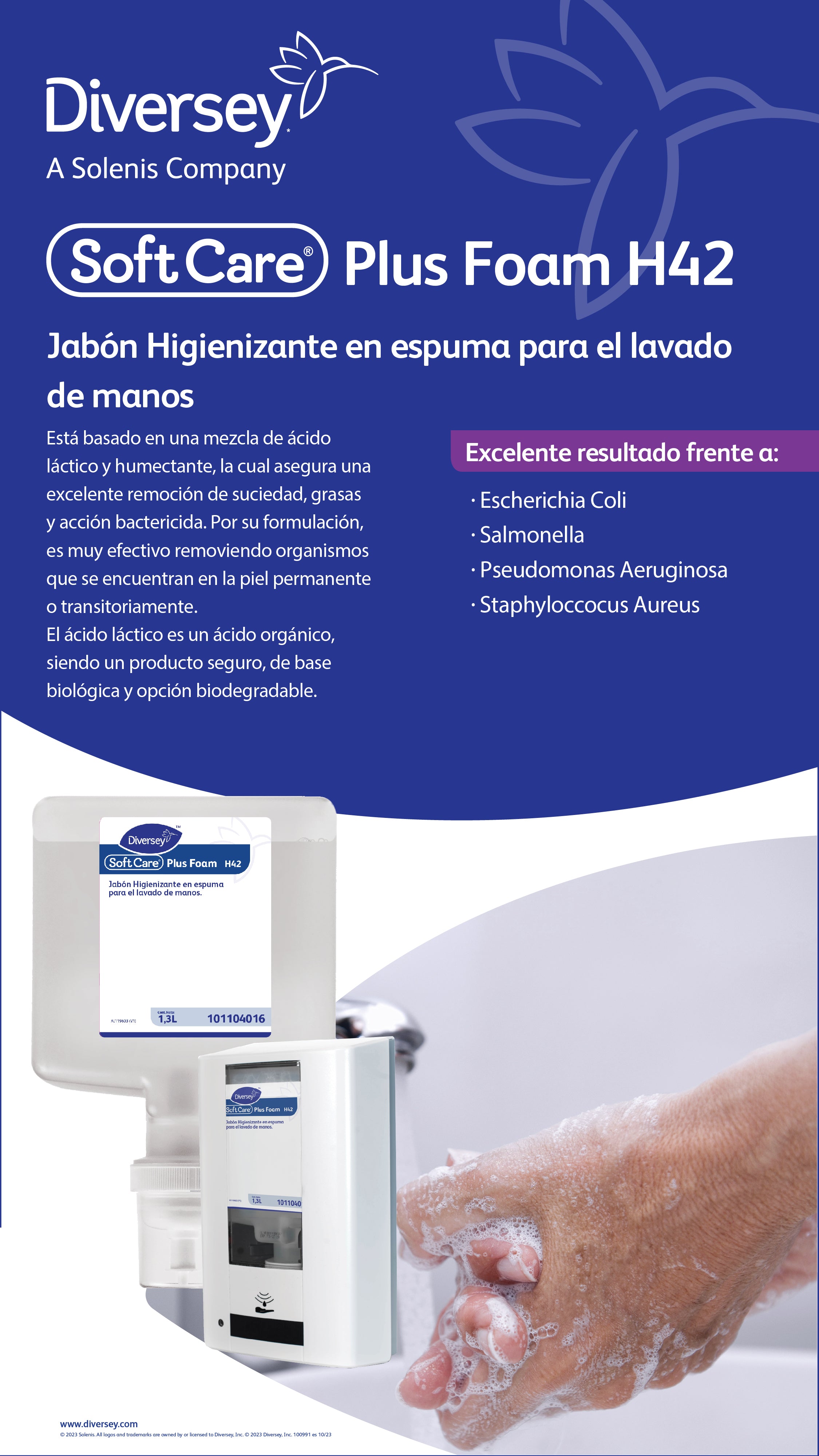 ¡Mantén tus manos protegidas con el jabón higienizante H42 de Diversey