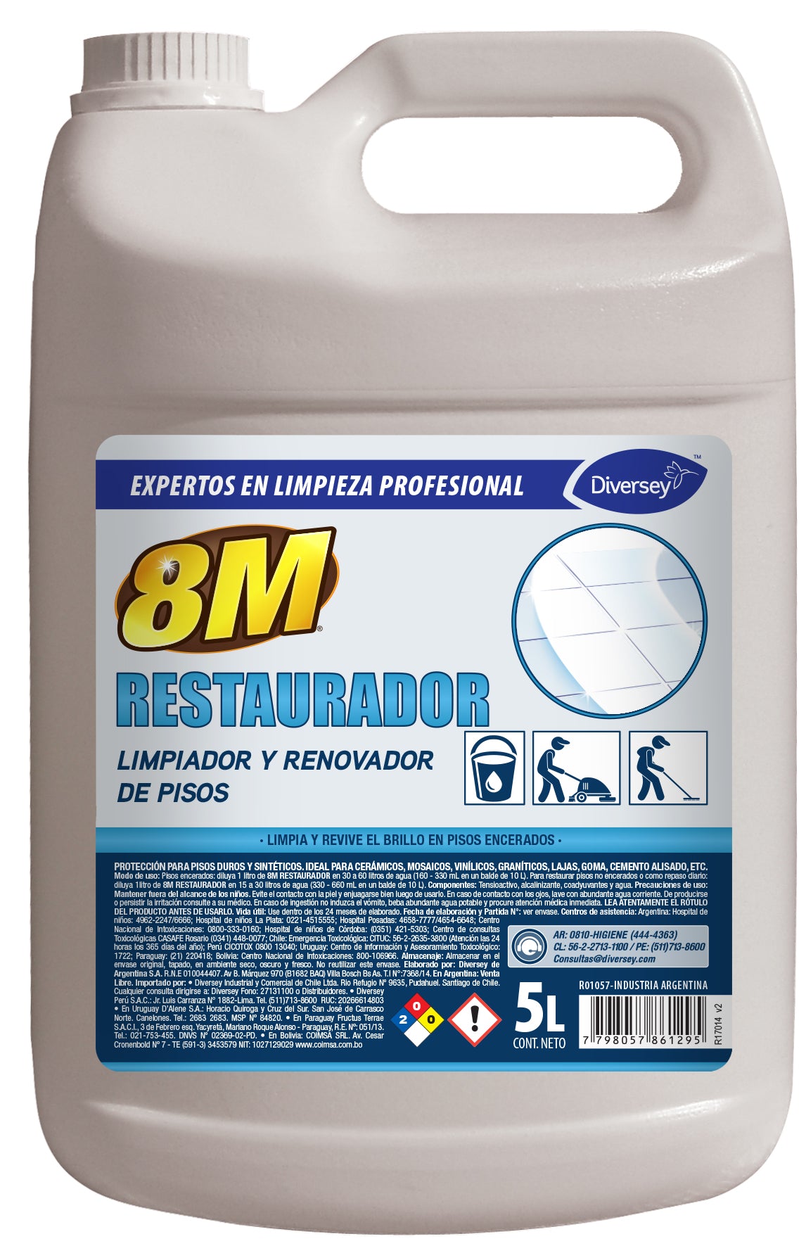 8M Restaurador - limpiador y renovador de pisos 5 litros Diversey