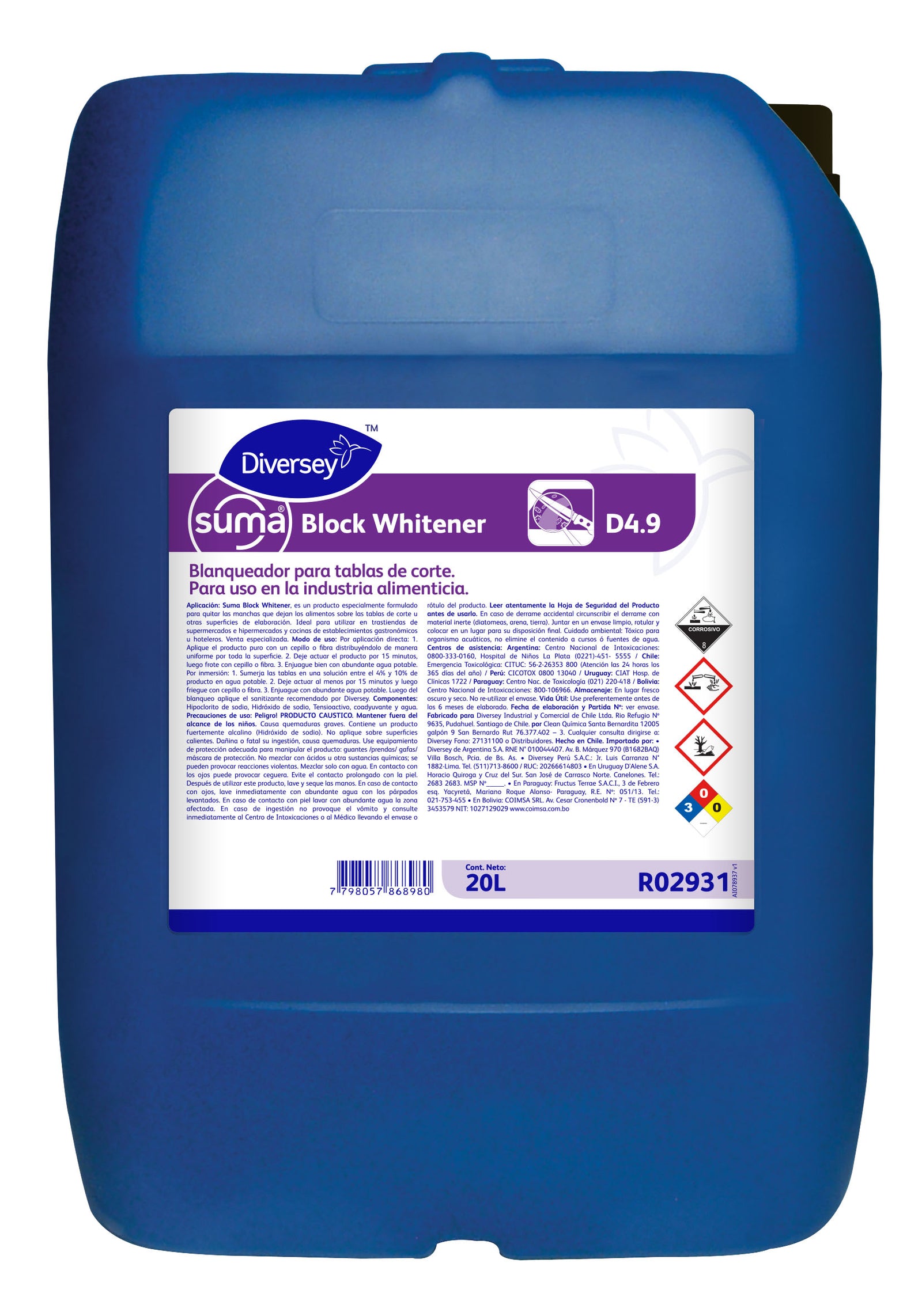 Suma Block Whitener - blanqueador de tablas de corte 20 litros Diversey