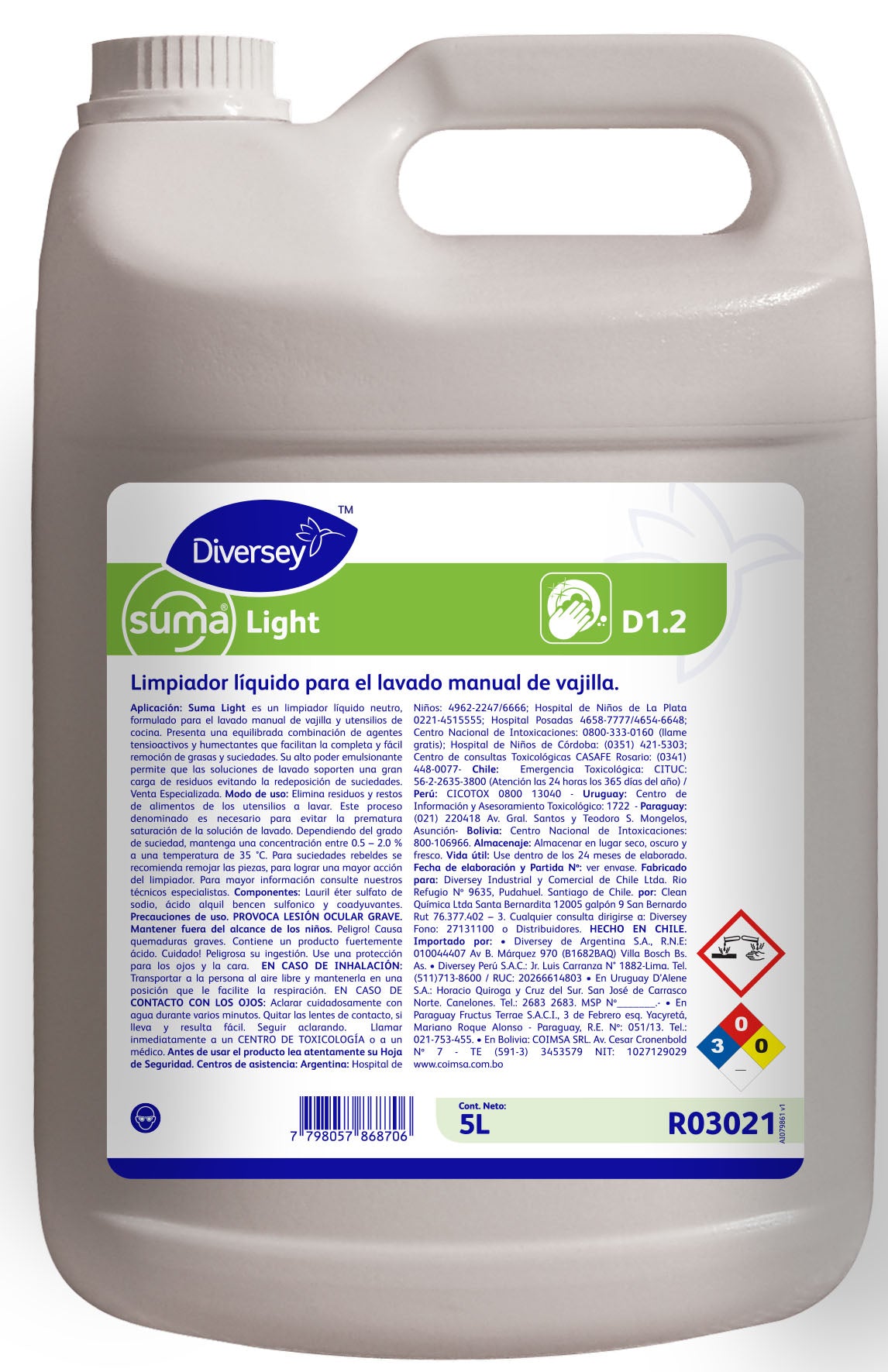 Suma Light - lavalozas neutro 5 litros Diversey