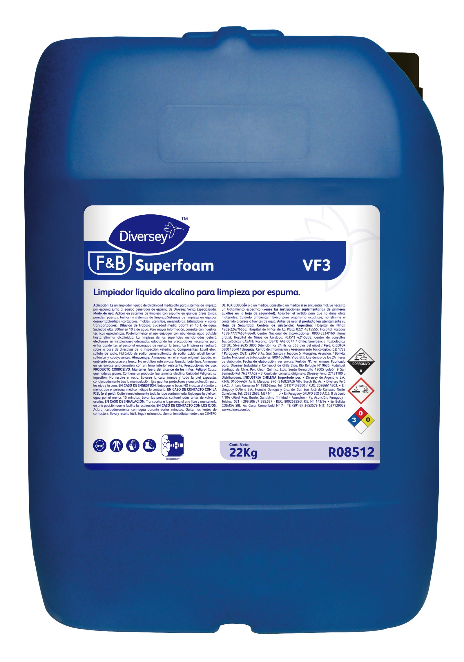 SuperFoam limpiador alcalino por espuma 22 kg Diversey