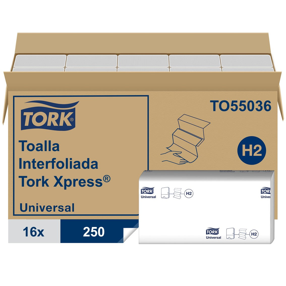 Toalla Interfoliada Tork Universal - 16 Paquetes x 250 Hojas