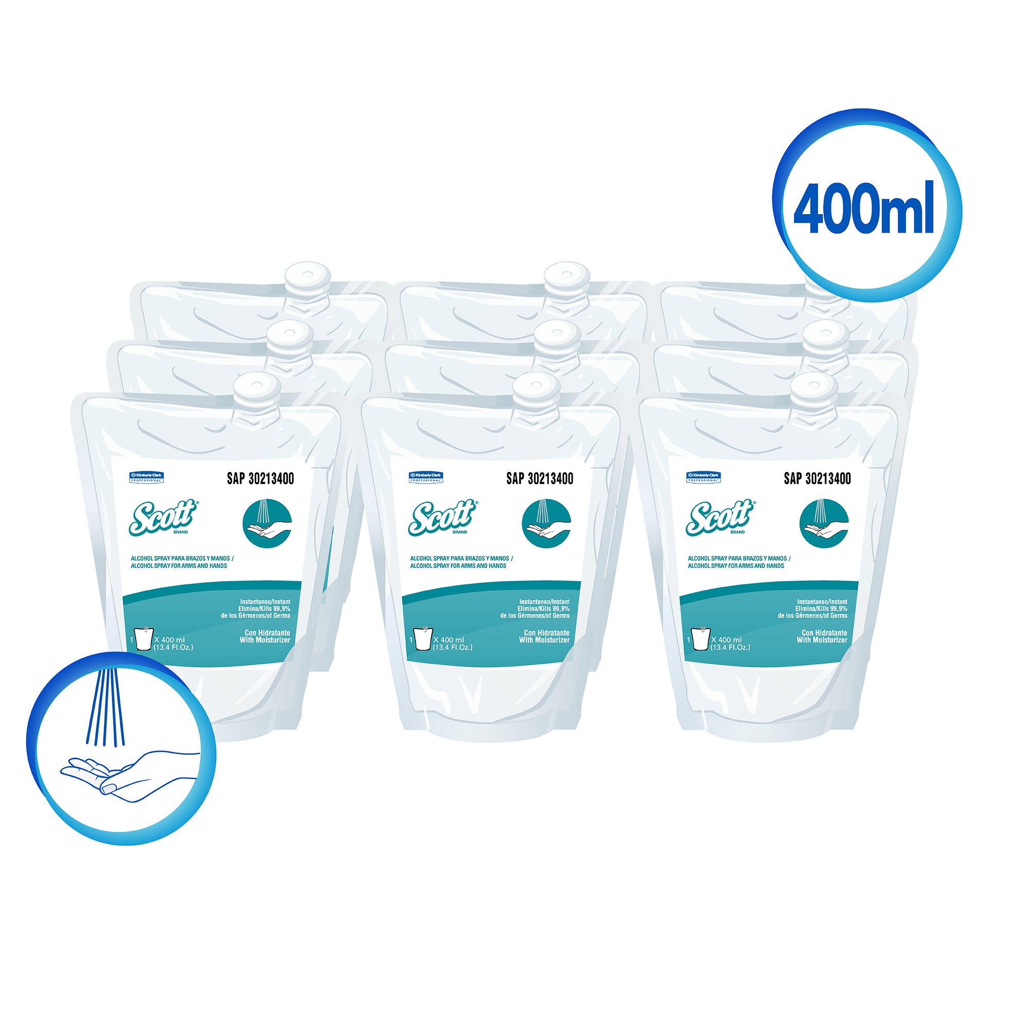 Alcohol Spray Scott® Pack de 12 x 400ml Kimberly Clark